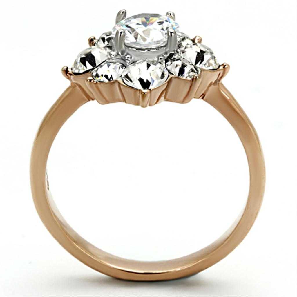 TK1168 - Two-Tone IP Rose Gold Stainless Steel Ring with AAA Grade CZ ...