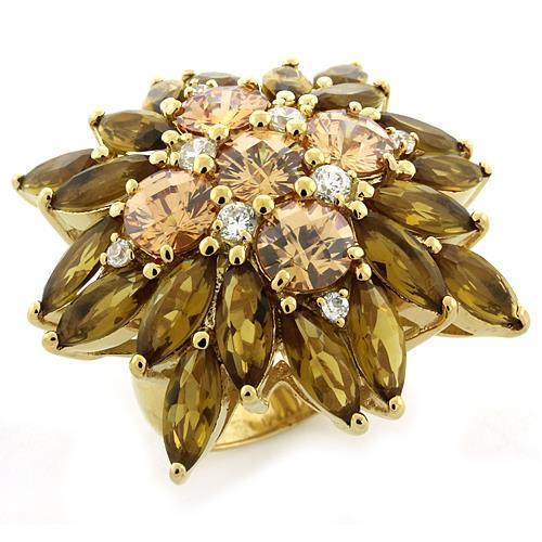 LOAS1121 - Gold 925 Sterling Silver Ring with AAA Grade CZ in Multi Co ...